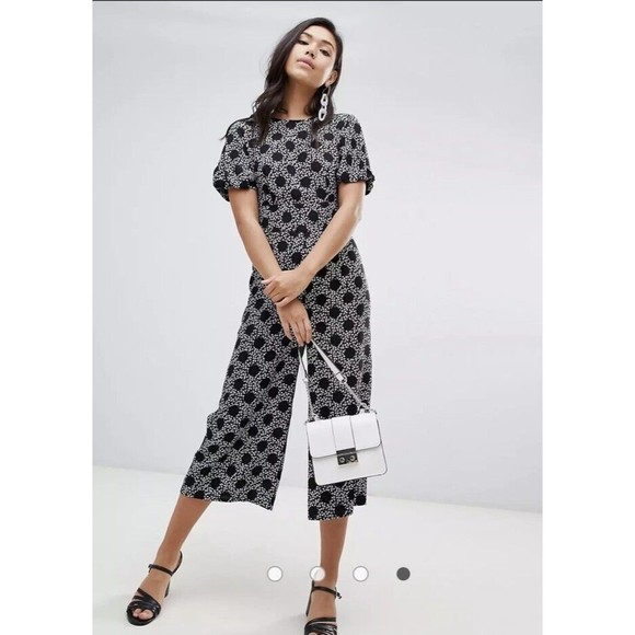 ASOS | Pants & Jumpsuits | Asos Design Tea Jumpsuit With Balloon Sleeve In Spot And Floral Print ...